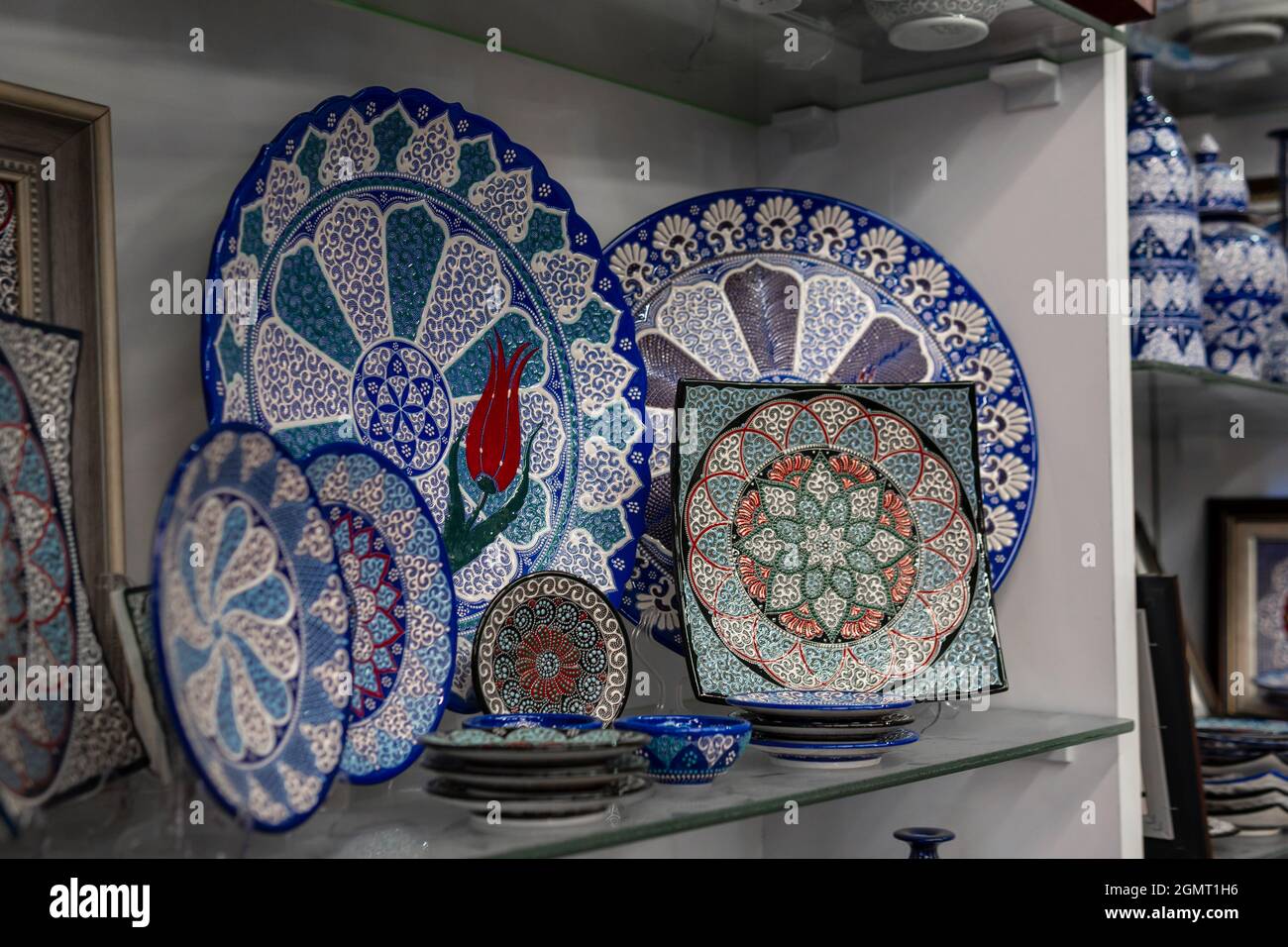 Ceramic plates, image of traditional Turkish ceramics, colorful and ...