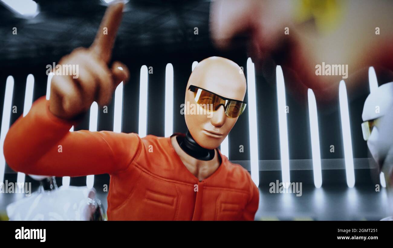 Robot crash test dummy and human. Future concept. 3d rendering Stock ...