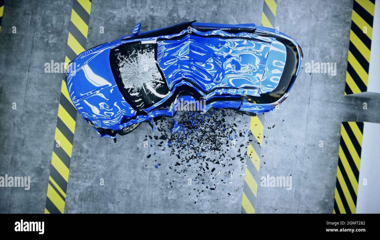 Destroyed car, crash test. 3d renderng Stock Photo - Alamy