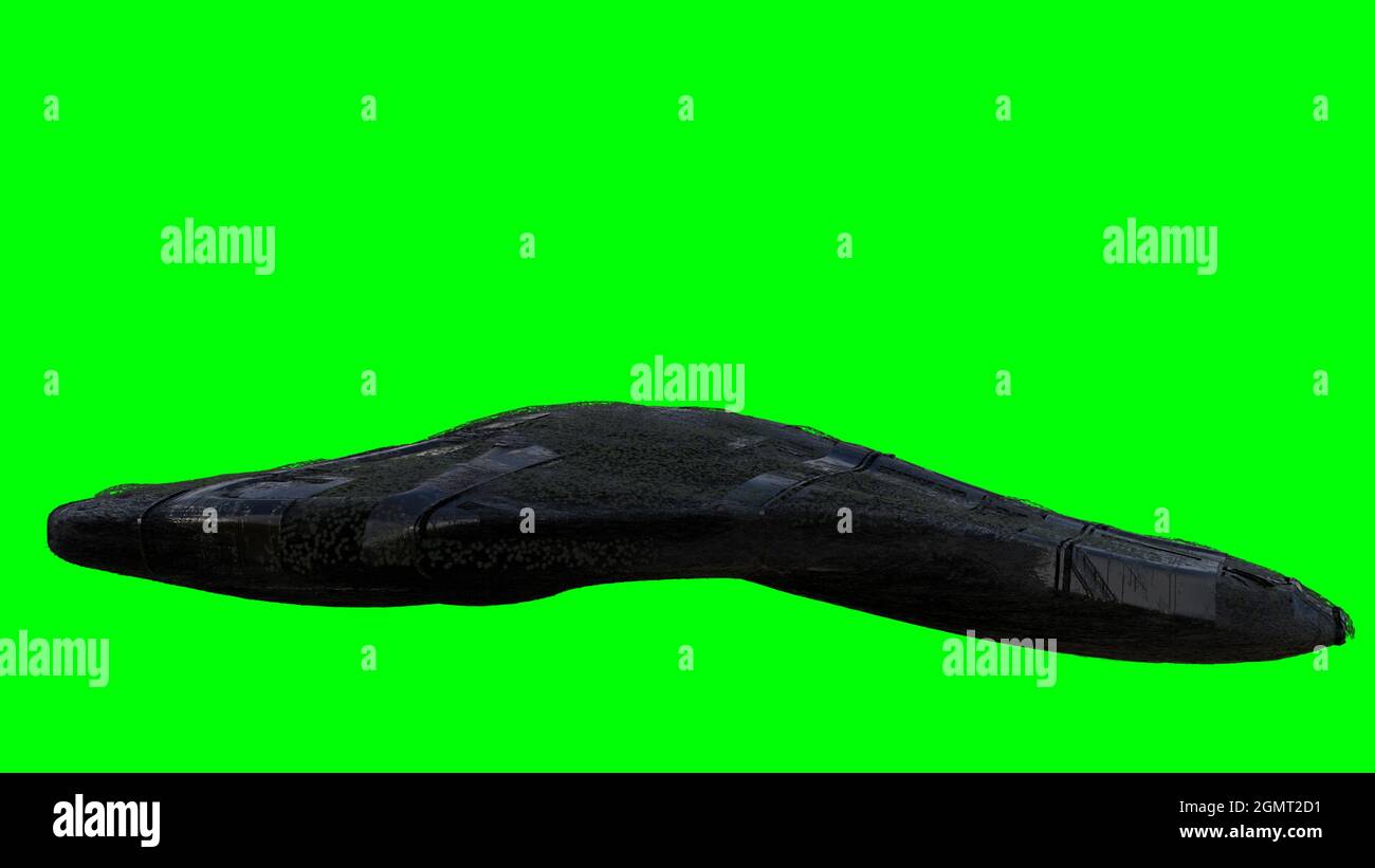 Futuristic alien sci fi ship isolate on green screen. 3d rendering ...