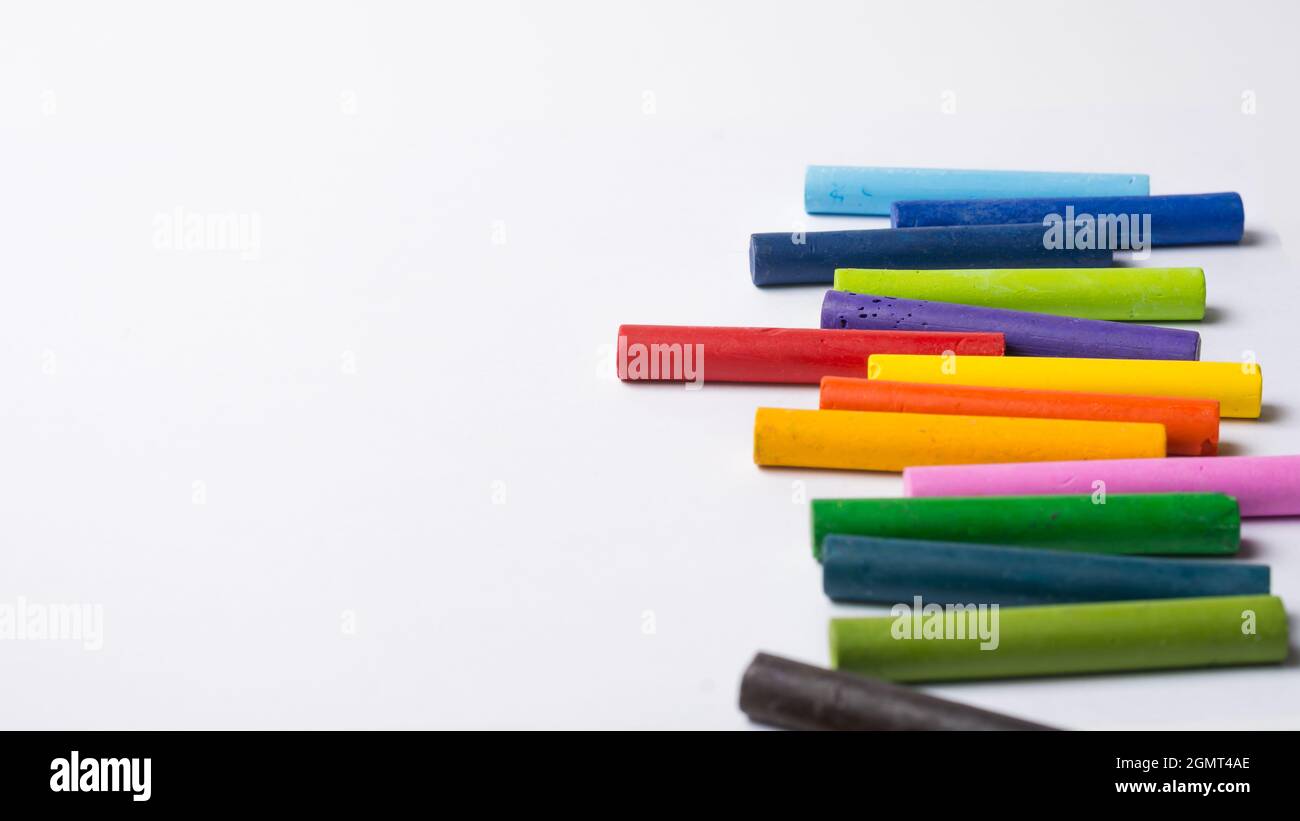 multi color oil pastel crayons on white background, ready to draw, mock ...