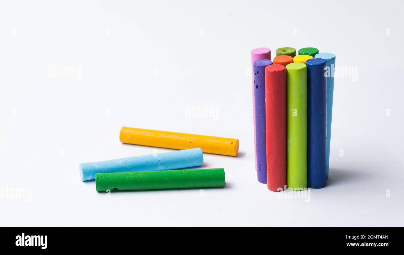 set of multi-color oil pastels on white background Stock Photo - Alamy