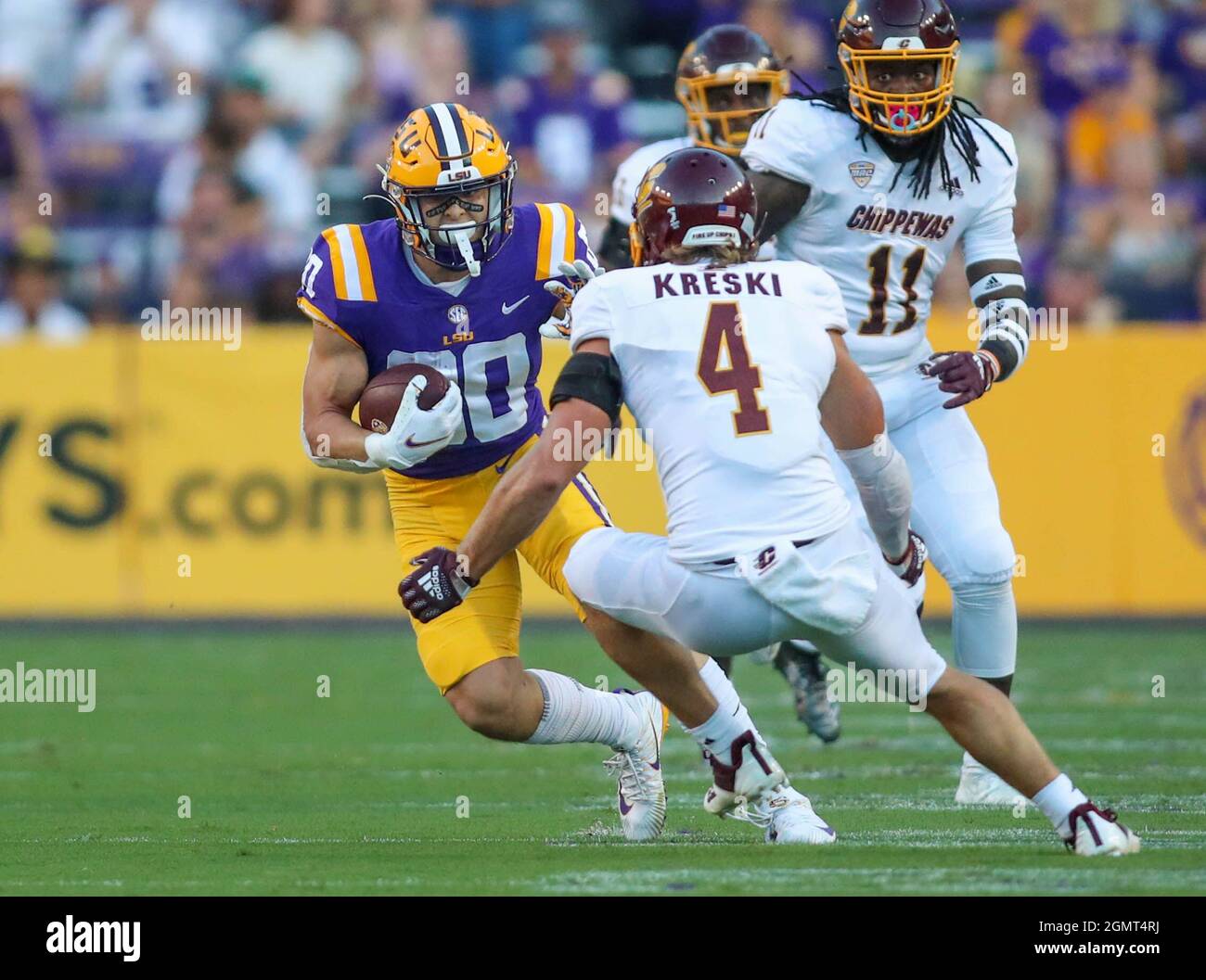Baton Rouge, LA, USA. 18th Sep, 2021. LSU wide receiver Jack Bech (80 ...