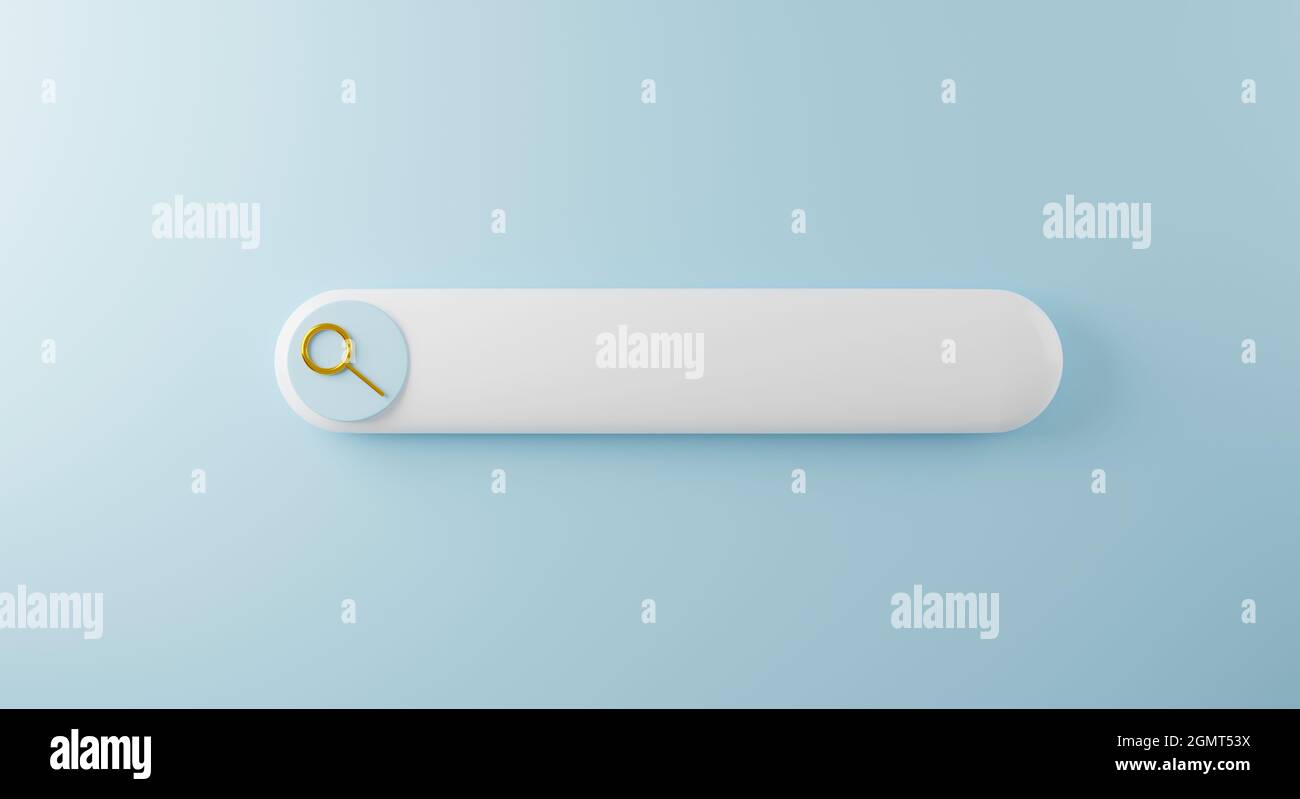 Blank search bar button with magnifying glass on blue background ...