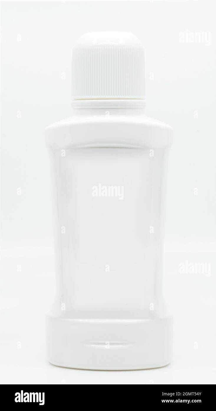 White plastic bottle, container for liquid product, blank space for ...