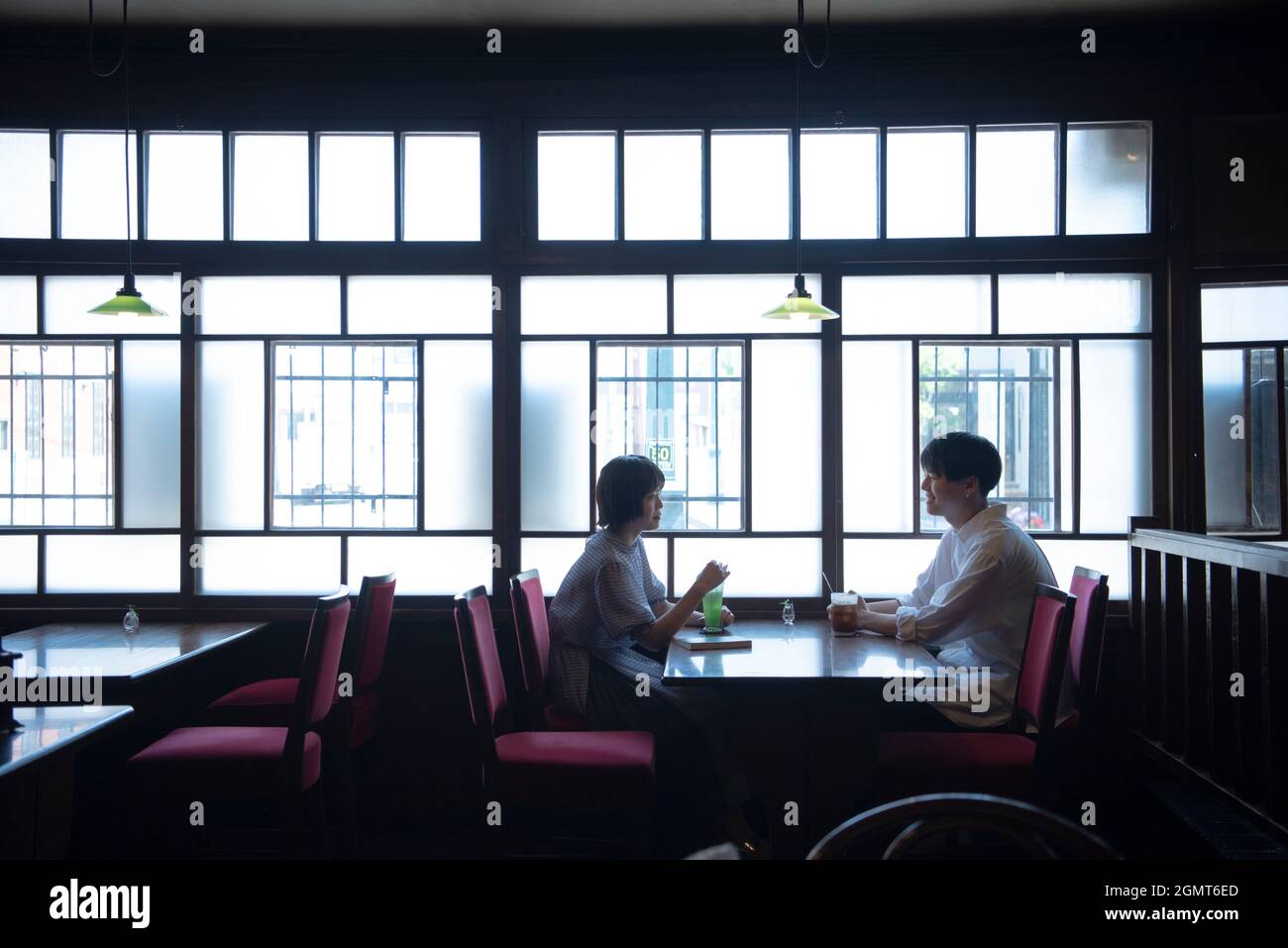 Couple in Japanese style Cafe Stock Photo - Alamy