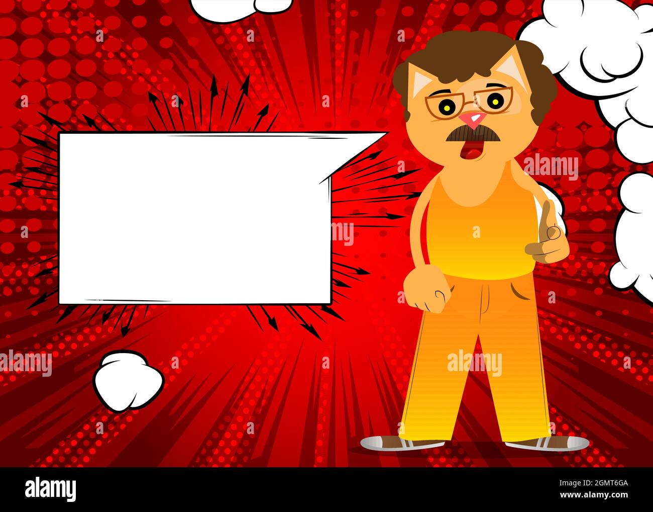 Funny cartoon cat pointing at the viewer with his hand. Vector ...