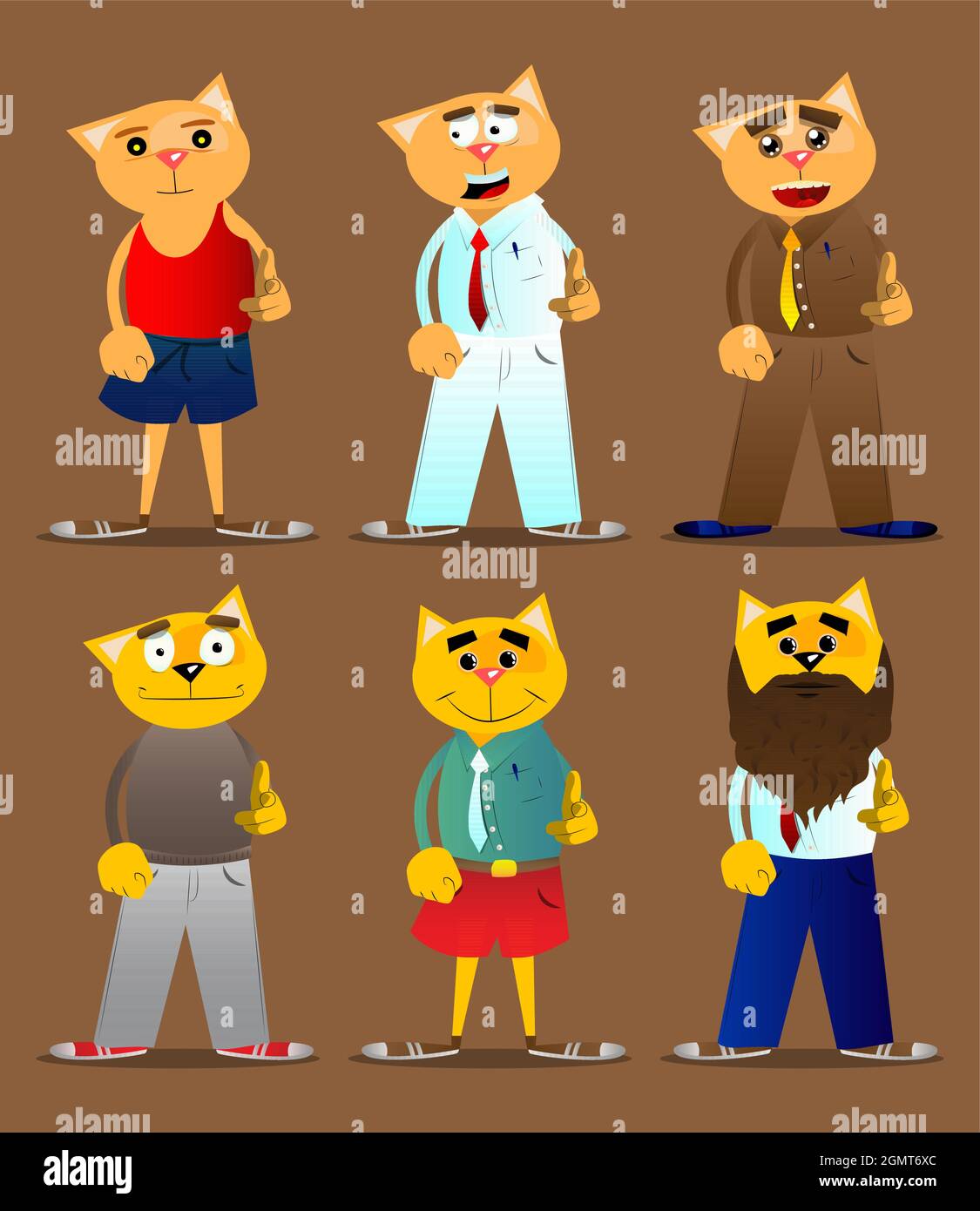 Funny cartoon cat pointing at the viewer with his hand. Vector ...