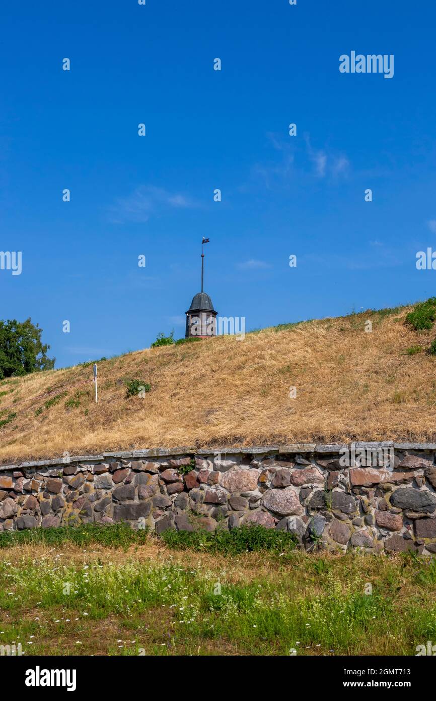 Priozersk, Russia - July 10, 2021: Tower and rampart of Korela fortress ...