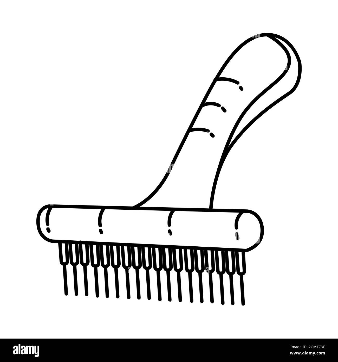 Shedding Rake for Pet Grooming Tools Hand Drawn Icon Set Vector Stock ...
