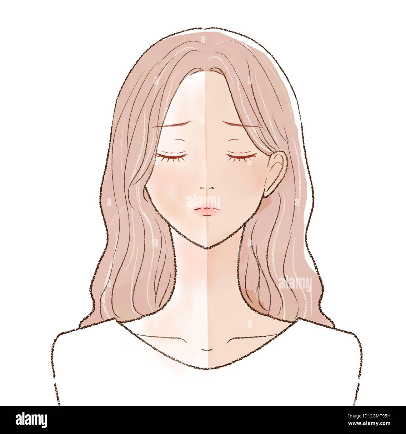 Tanned woman before and after. On a white background Stock Photo - Alamy