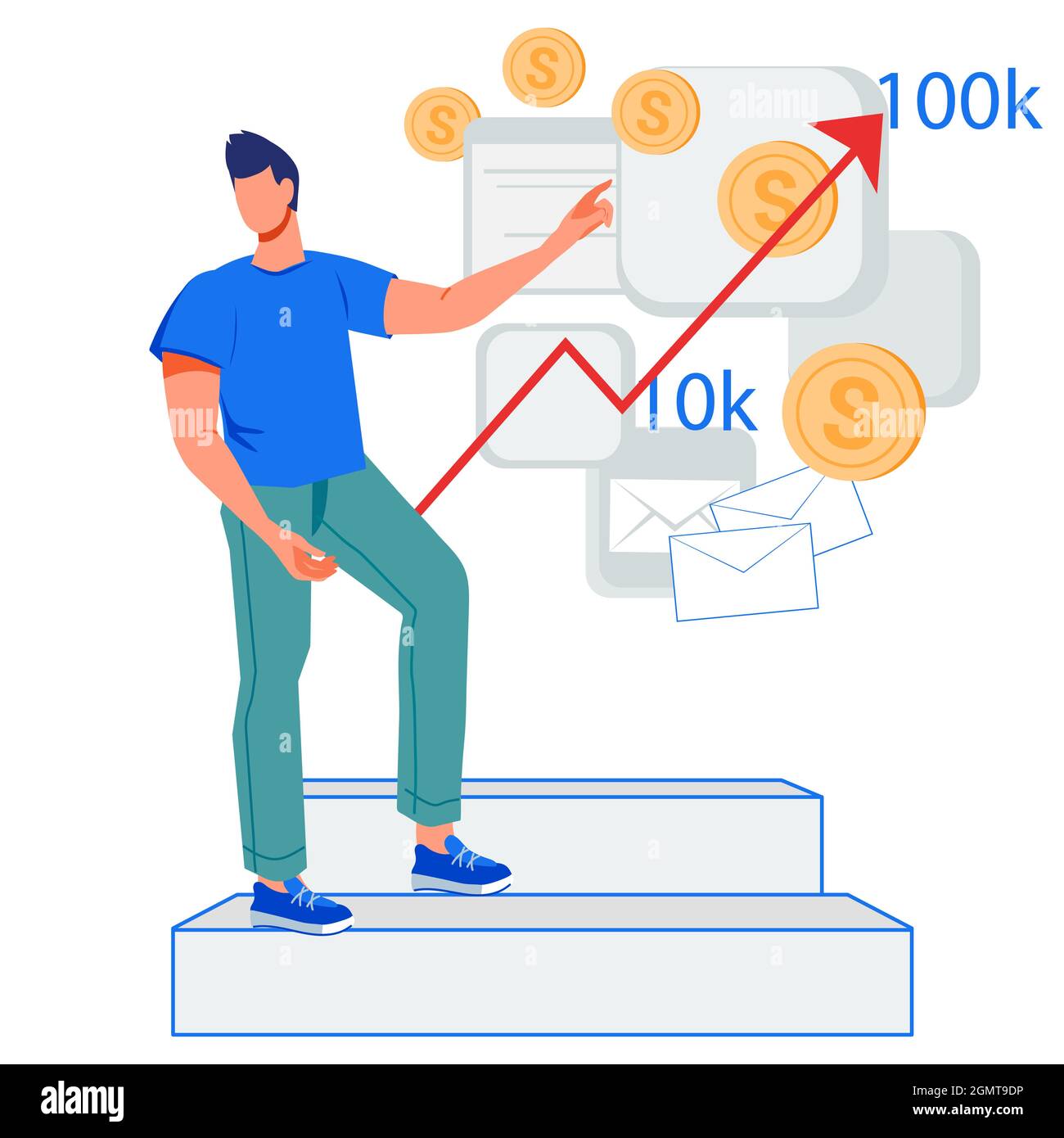 Business and finance growth, increasing income and revenue of ...