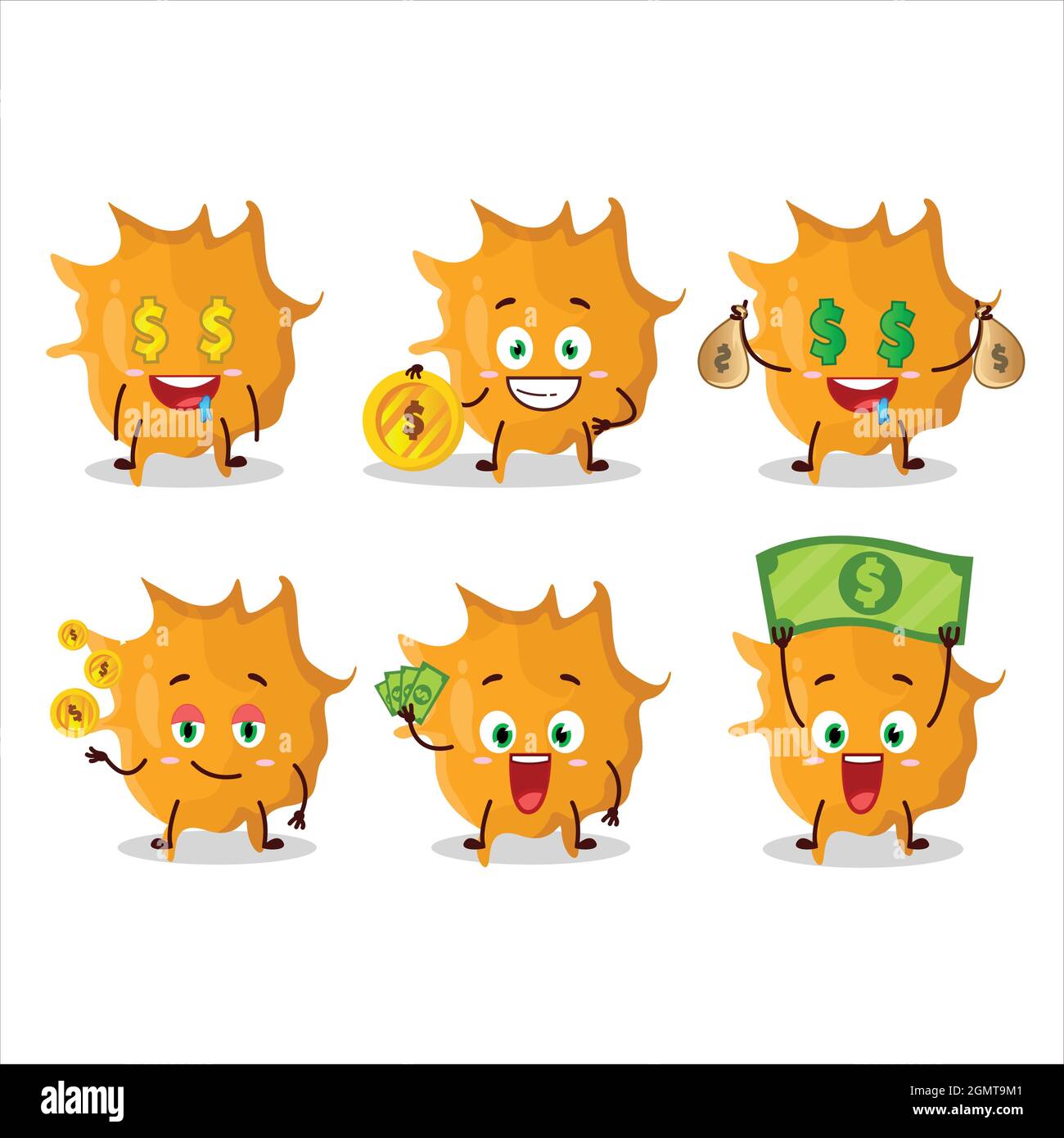 Virus germ cartoon character with cute emoticon bring money. Vector ...