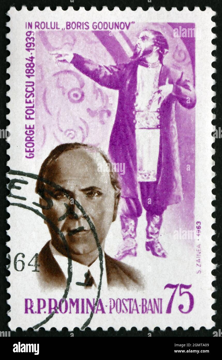 ROMANIA - CIRCA 1964: a stamp printed in the Romania shows George ...