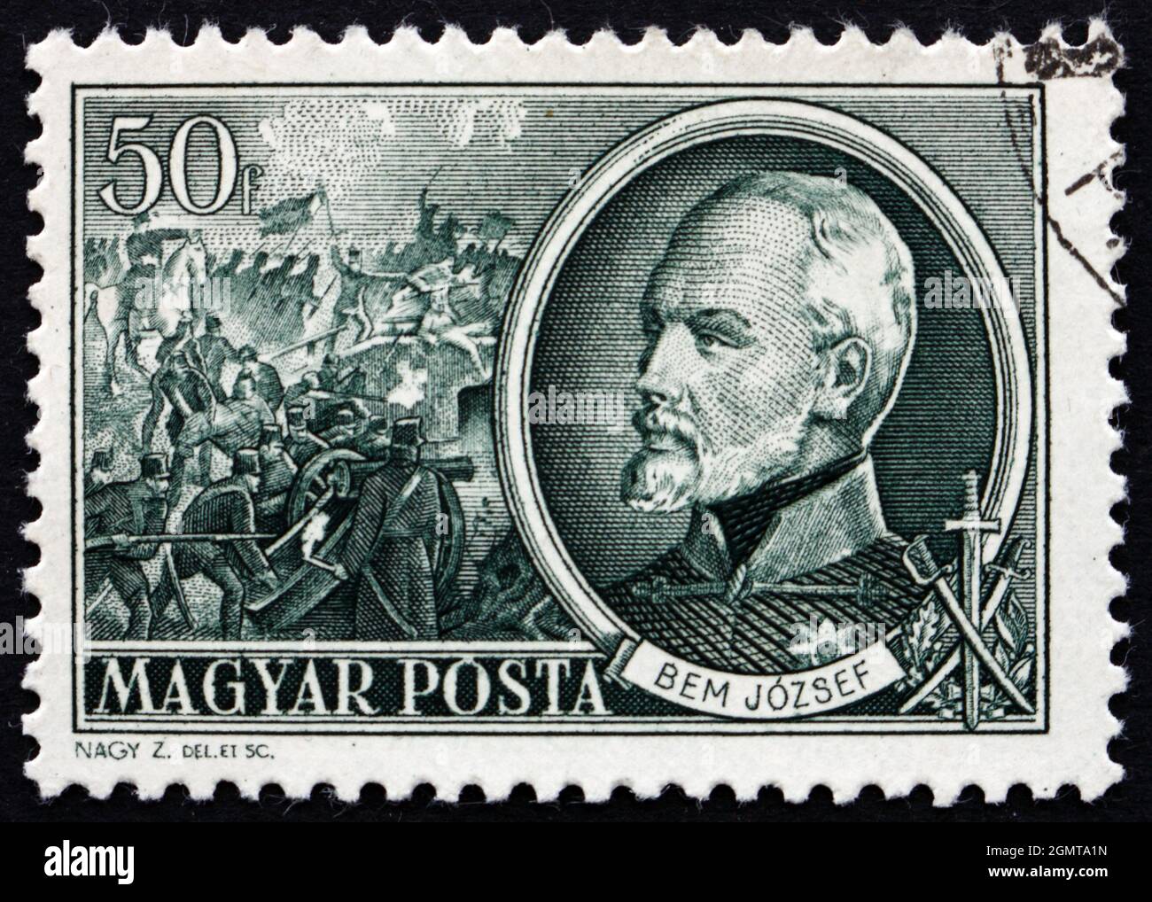 HUNGARY - CIRCA 1952: a stamp printed in the Hungary shows General ...