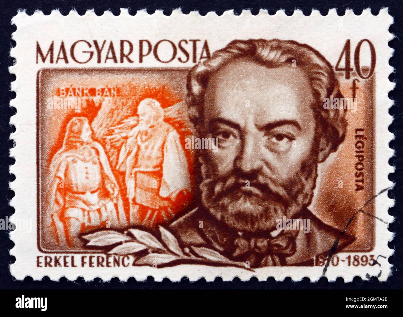 HUNGARY - CIRCA 1953: a stamp printed in the Hungary shows Ferenc Erkel ...