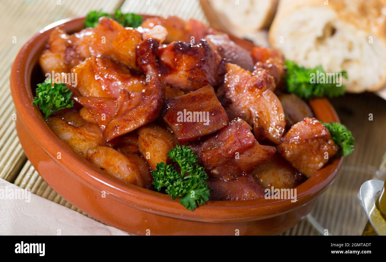 Stewed chopped pork snouts Stock Photo - Alamy