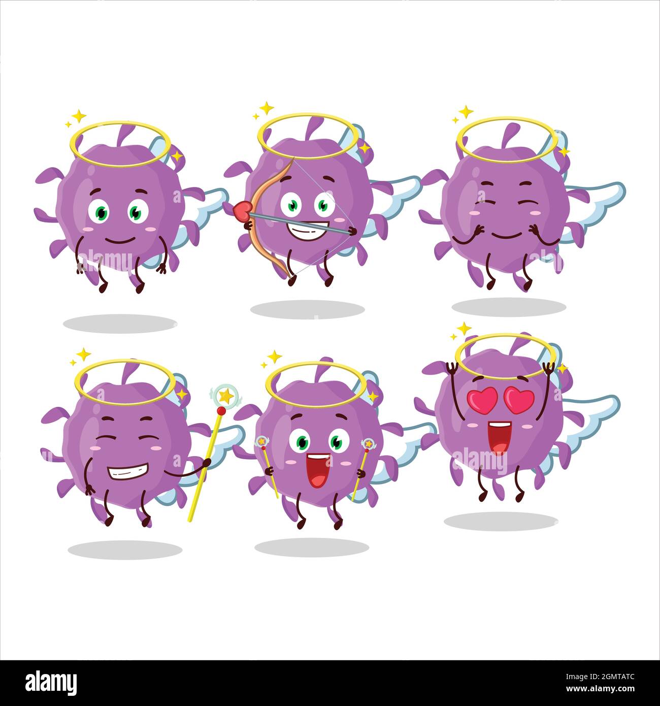Virus particle cartoon designs as a cute angel character. Vector ...