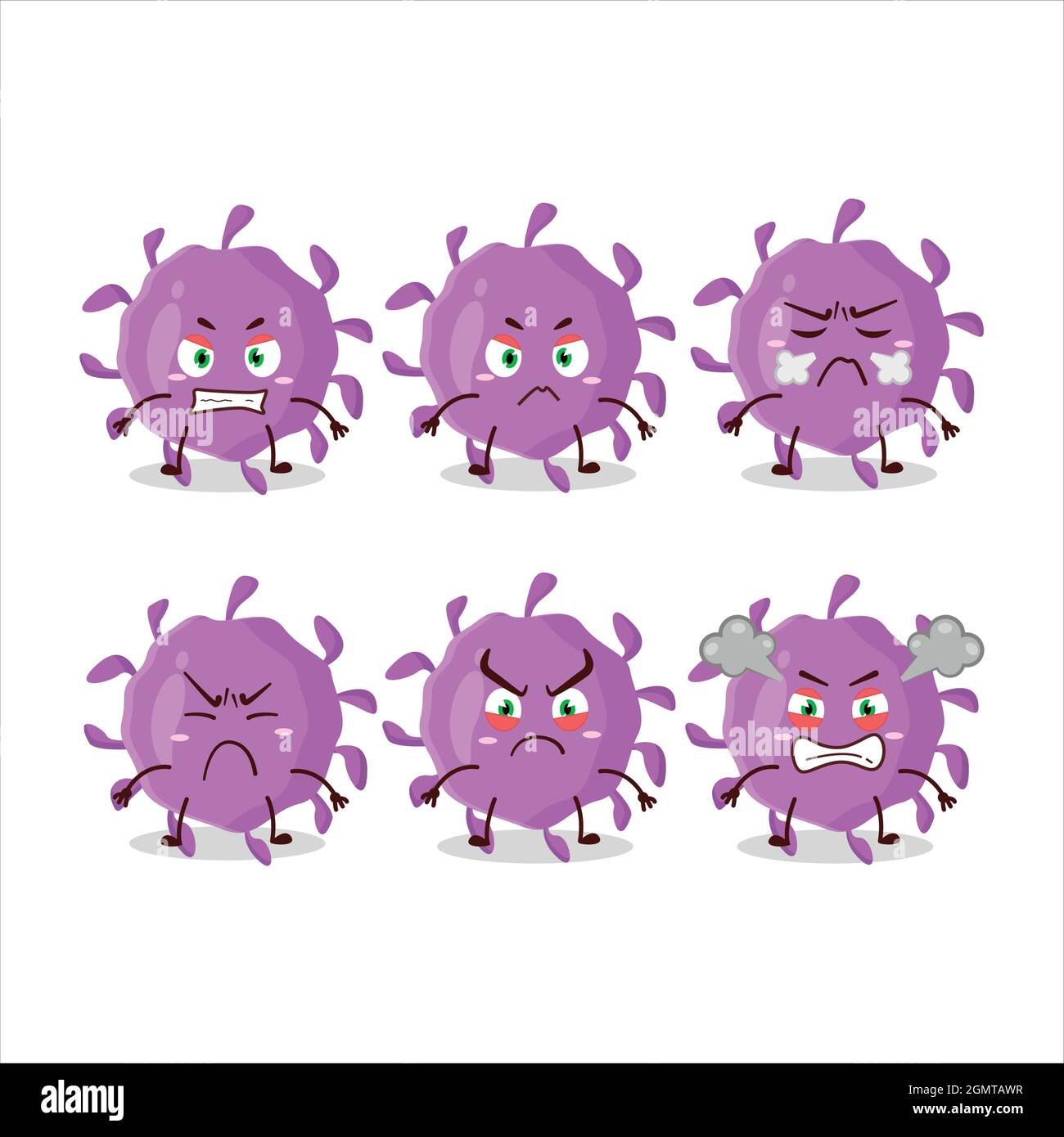 Virus particle cartoon character with various angry expressions. Vector ...