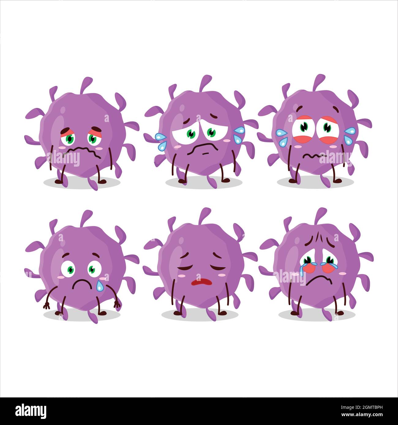 Virus particle cartoon character with sad expression. Vector ...