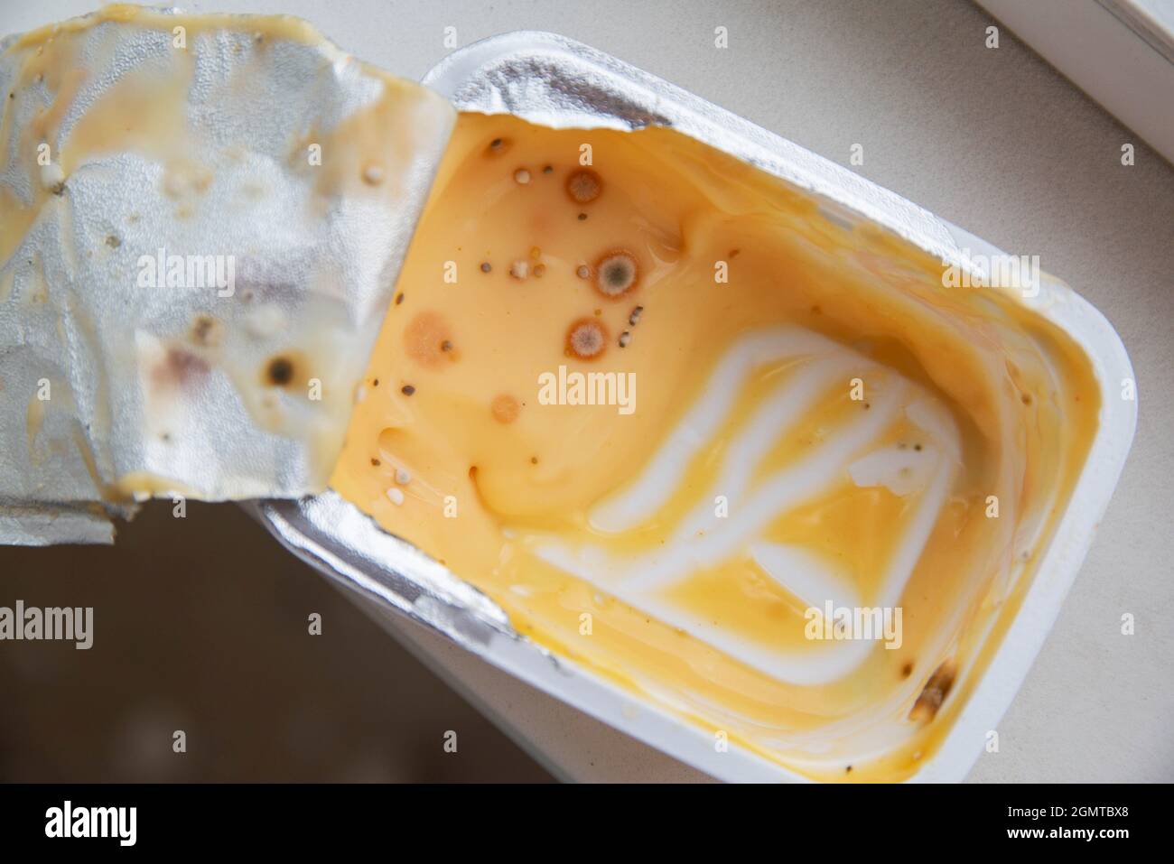 Spoiled cheese with mold and mildew. Violation of food storage ...
