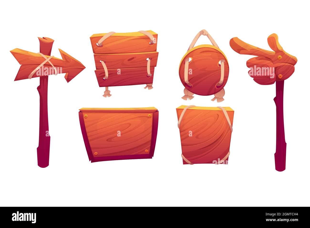 Wooden signboards, plank and pointers in shape of arrow and hand ...