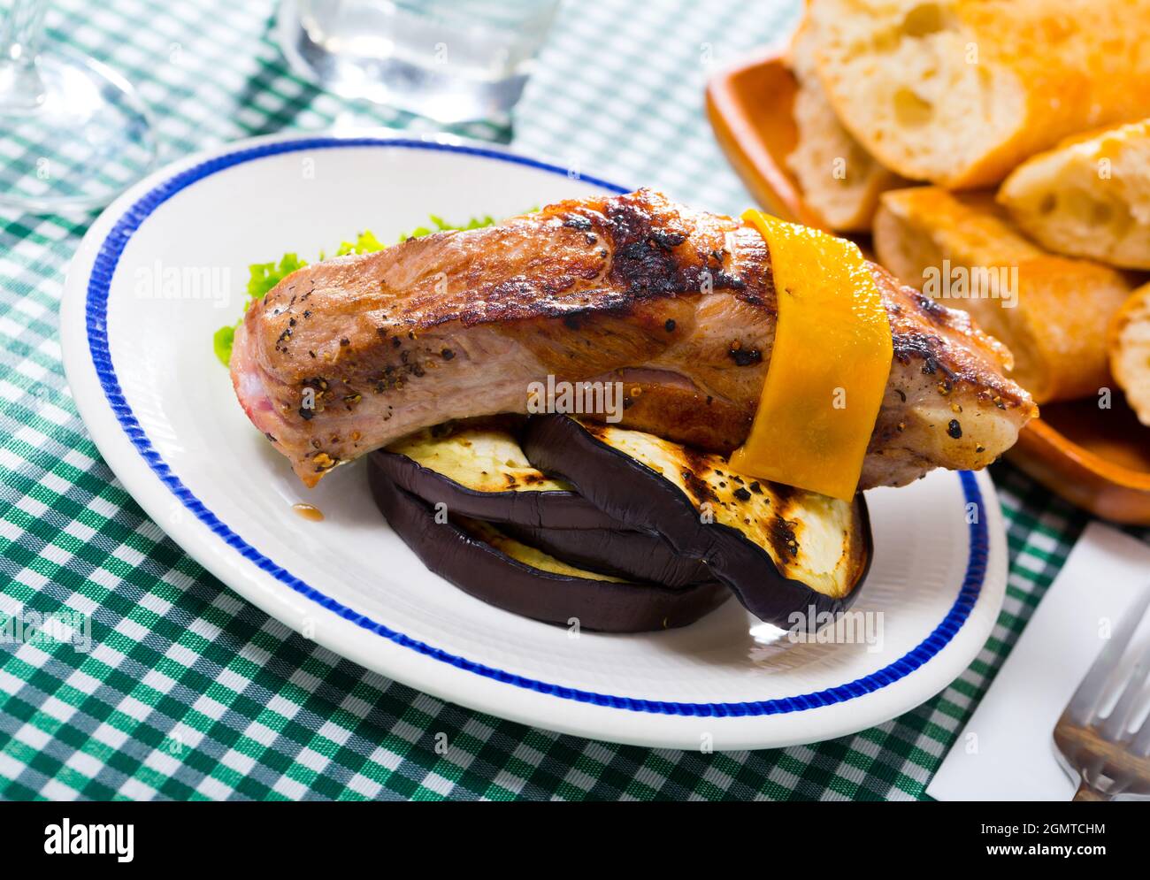 Delicious meat dish - baked pork rib Stock Photo - Alamy