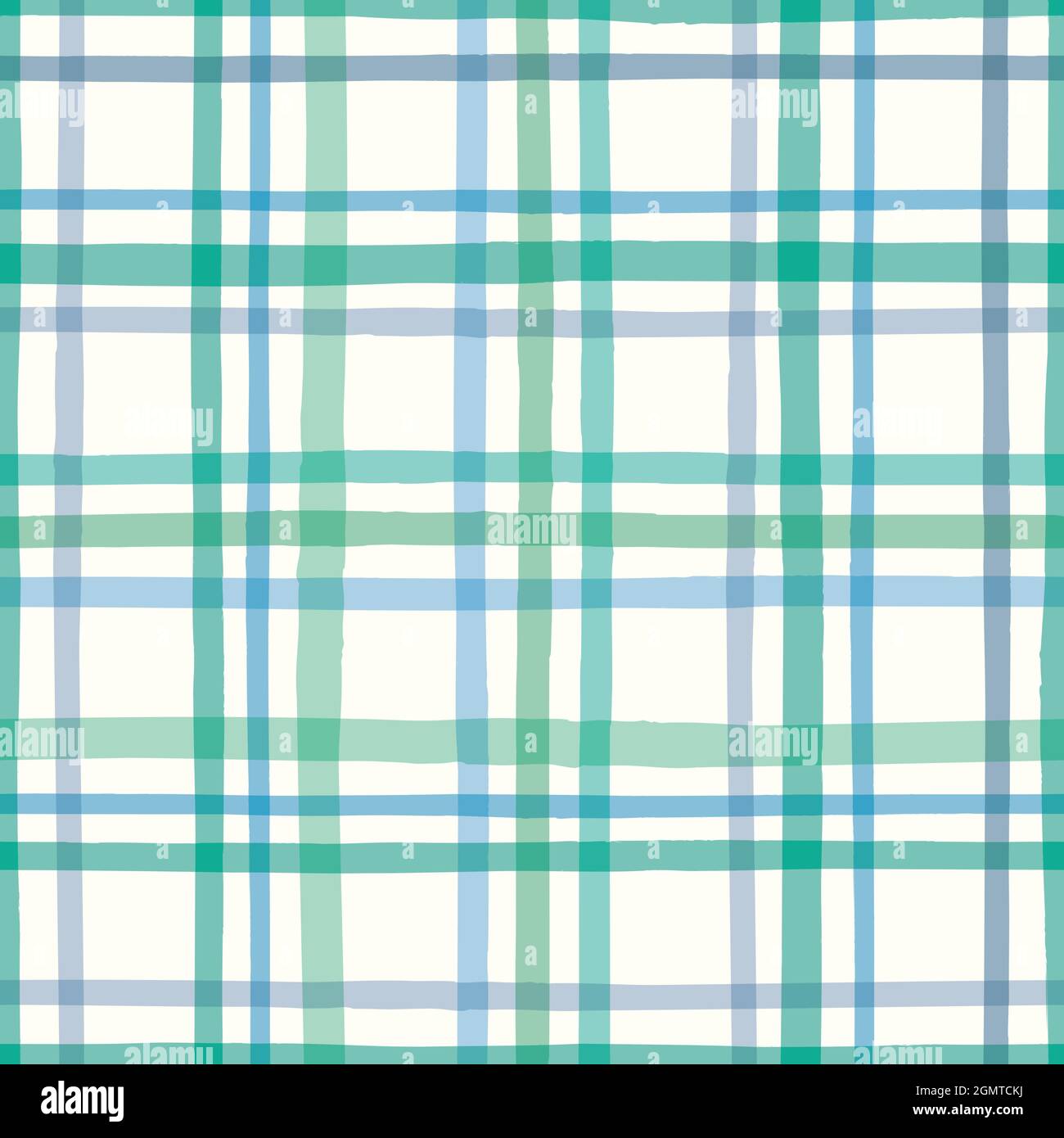 Check pattern in green. Vector seamless repeat of hand drawn checked ...