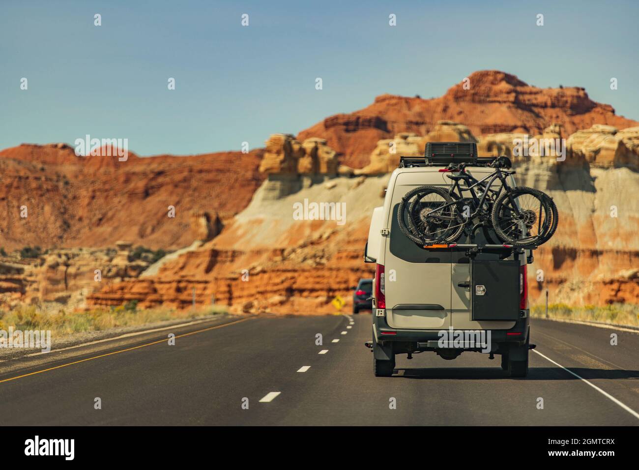 Modern Class B Camper Van Motorhome on Scenic Route with Back Vehicle ...