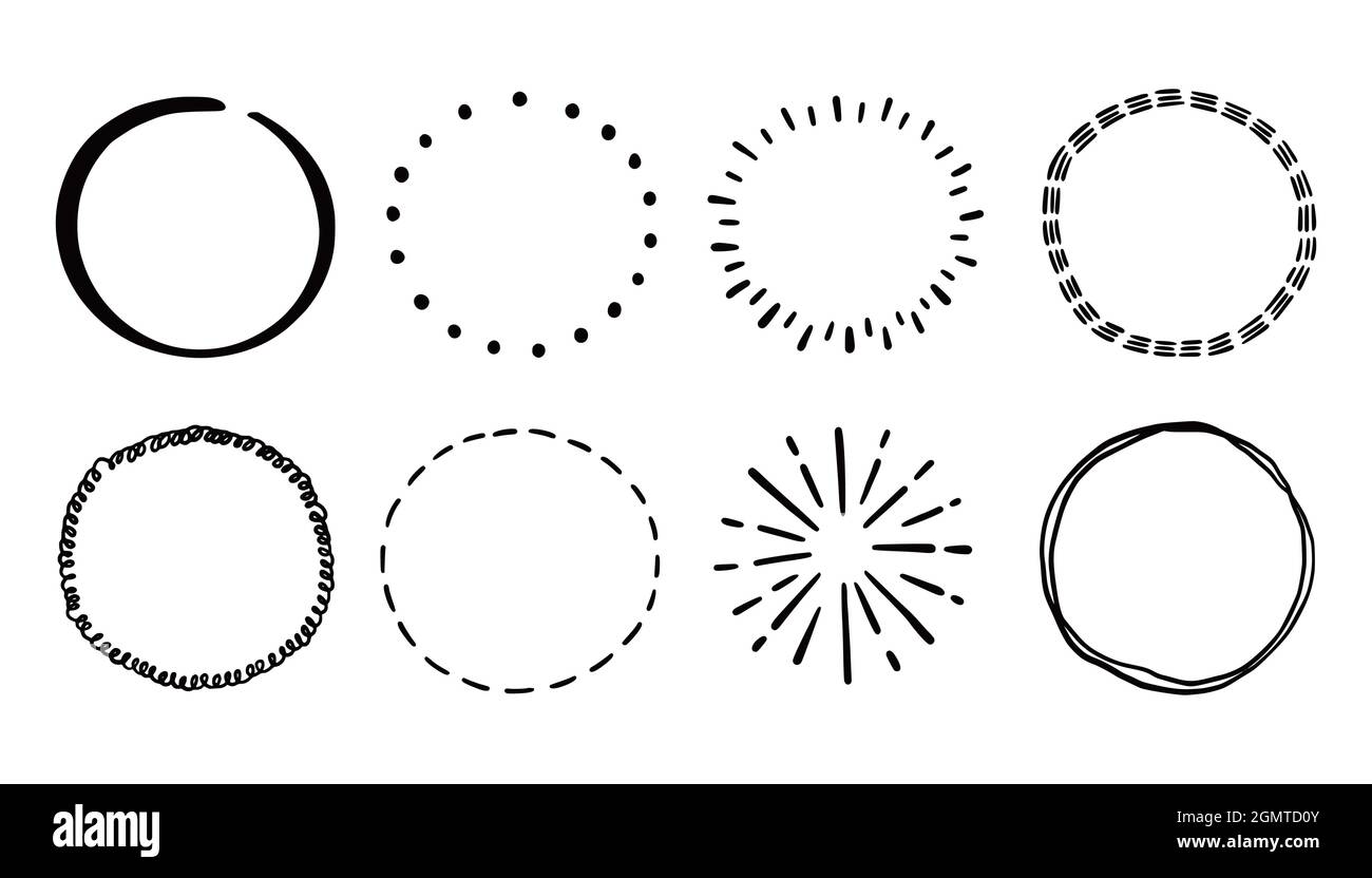 Hand drawn circle line badge set. Rustic, grunge style circle badge for ...