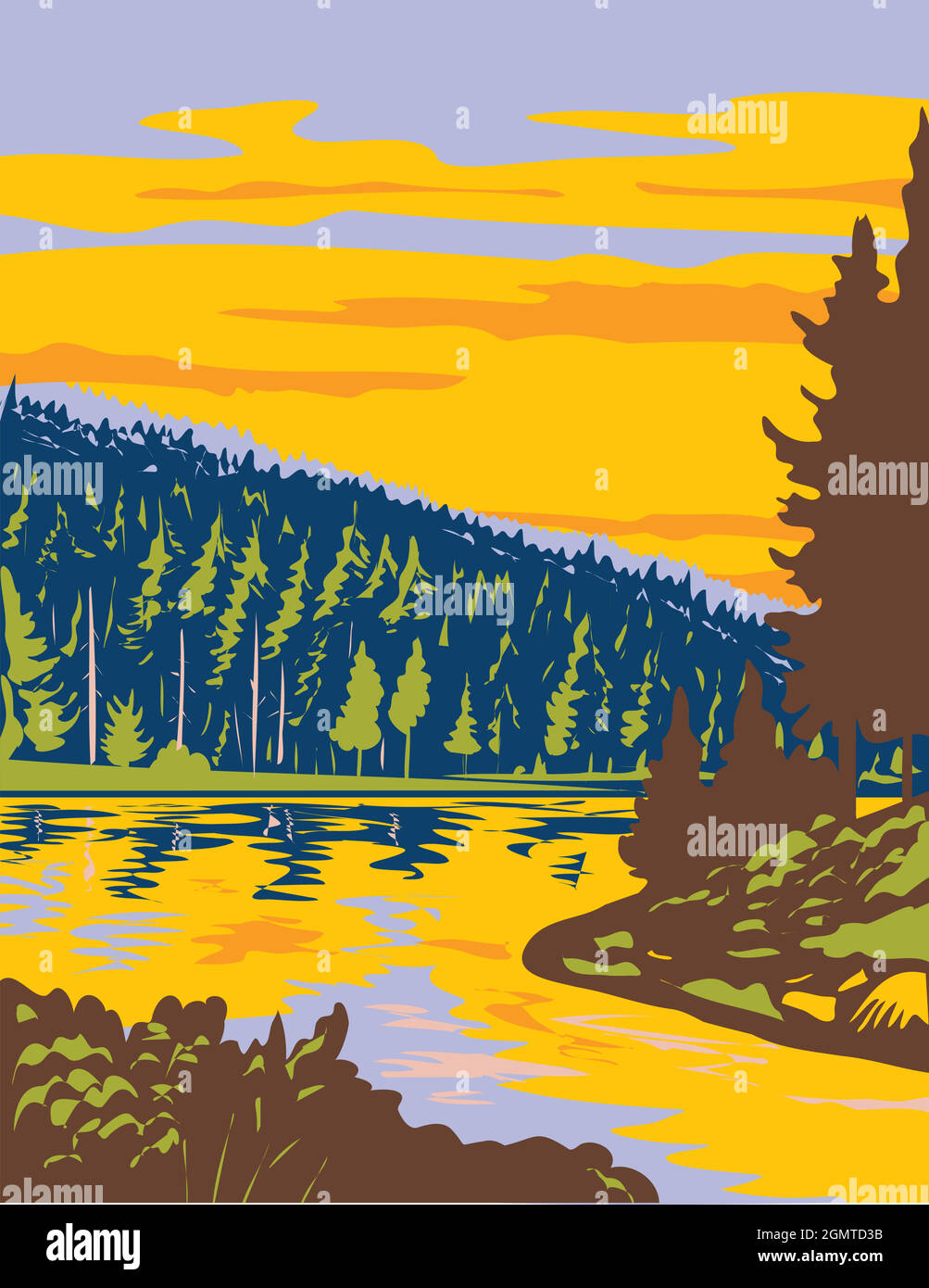 Landscape lake in high Stock Vector Images - Alamy