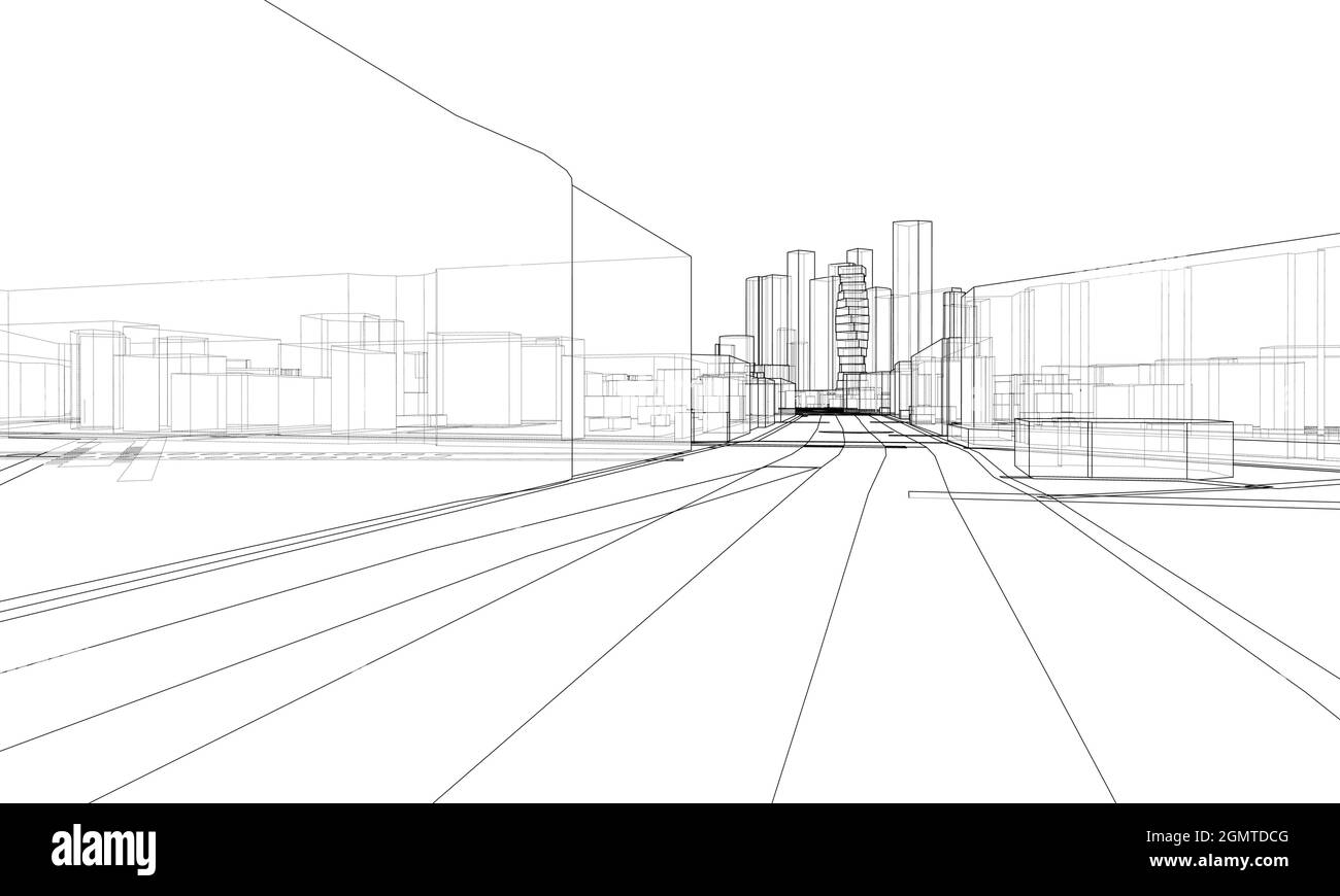 Vector lines buildings and city roads, town design Stock Vector Image ...