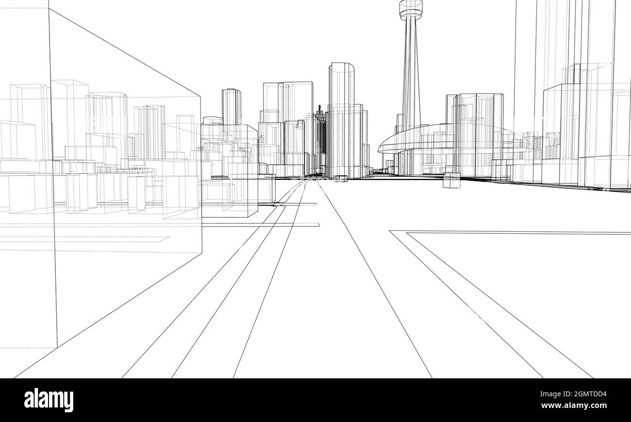 Vector 3d urban landscape. Buildings and roads Stock Vector Image & Art ...