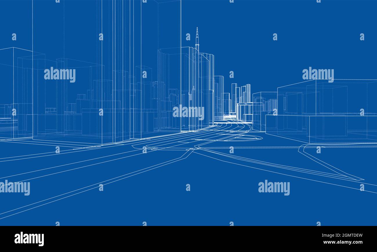 Vector 3d urban landscape. Buildings and roads Stock Vector Image & Art ...