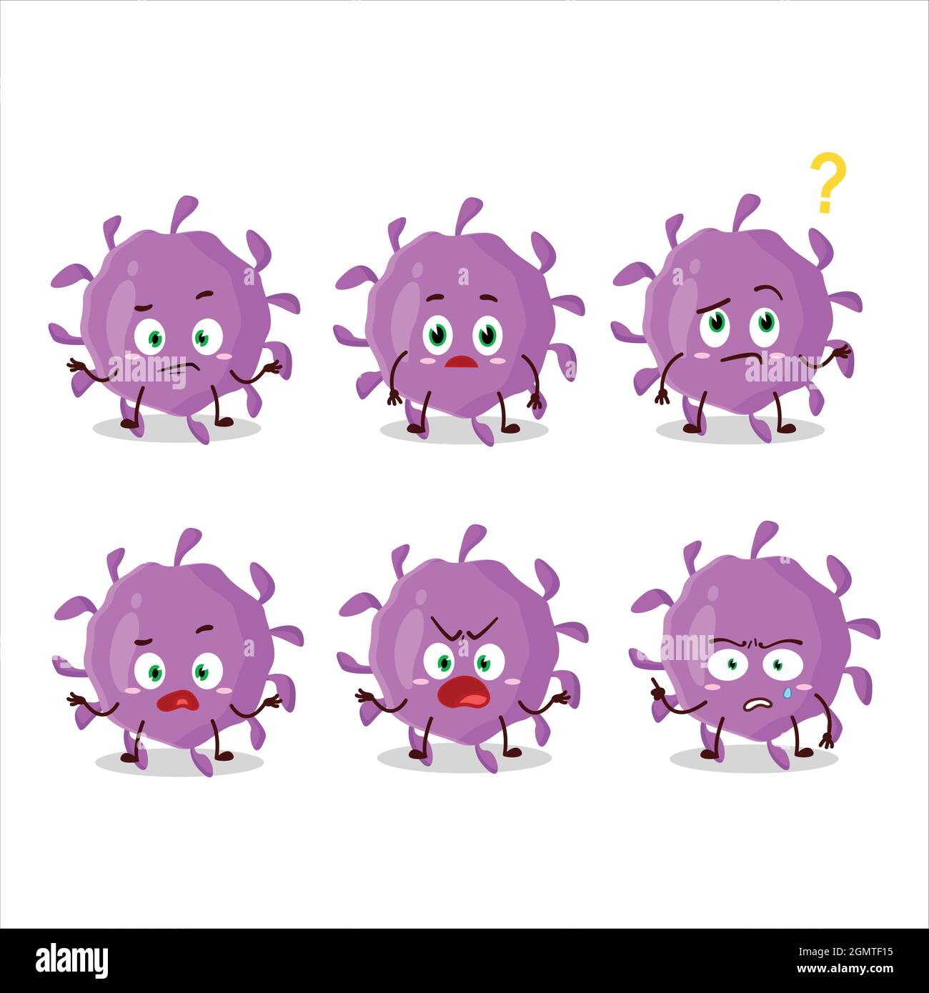 Cartoon character of virus particle with what expression. Vector ...