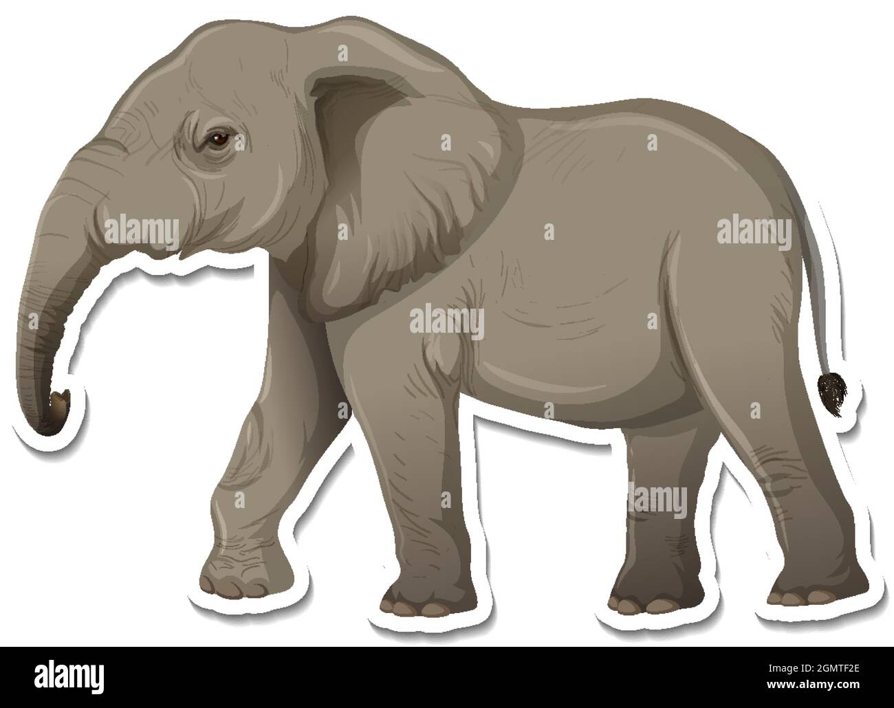 A sticker template of elephant cartoon character illustration Stock ...