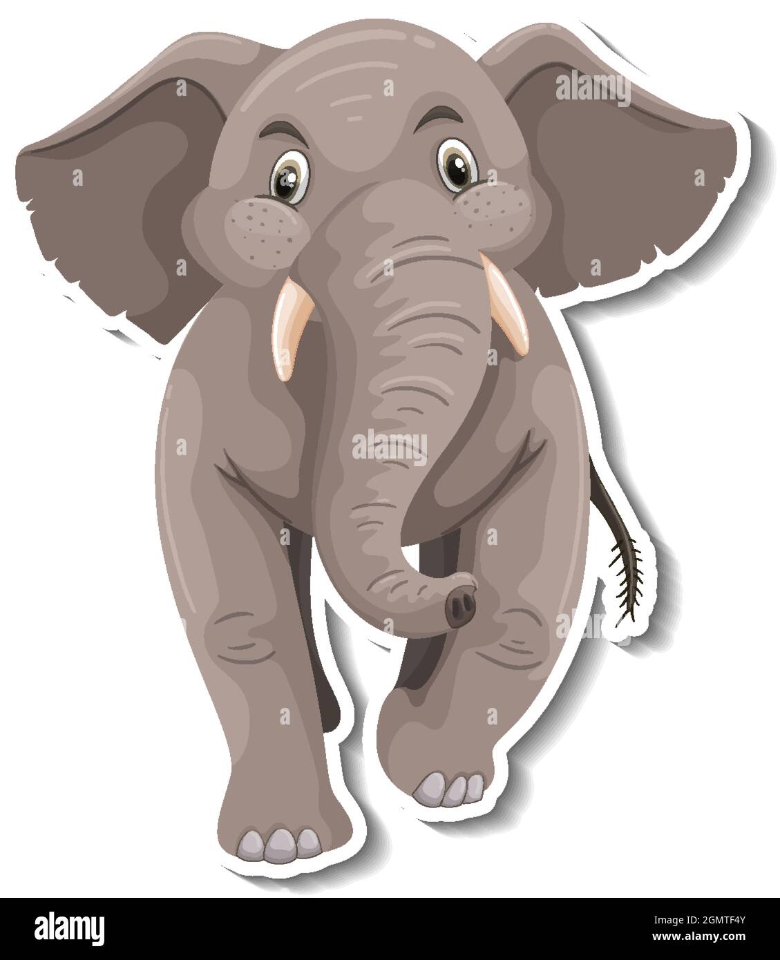 A sticker template of elephant cartoon character illustration Stock ...