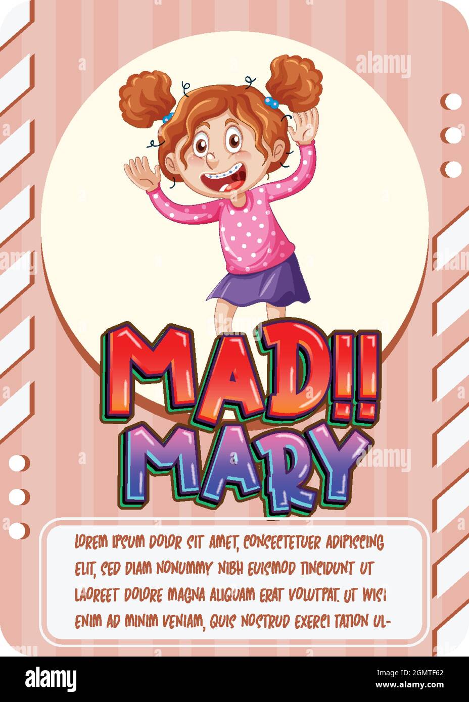 Character game card with word Mad Mary illustration Stock Vector Image ...