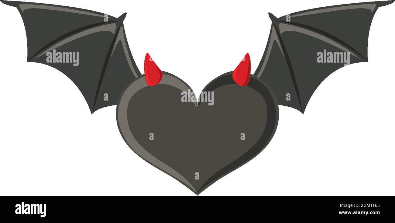 Red bat with heart shape on white background illustration Stock Vector ...