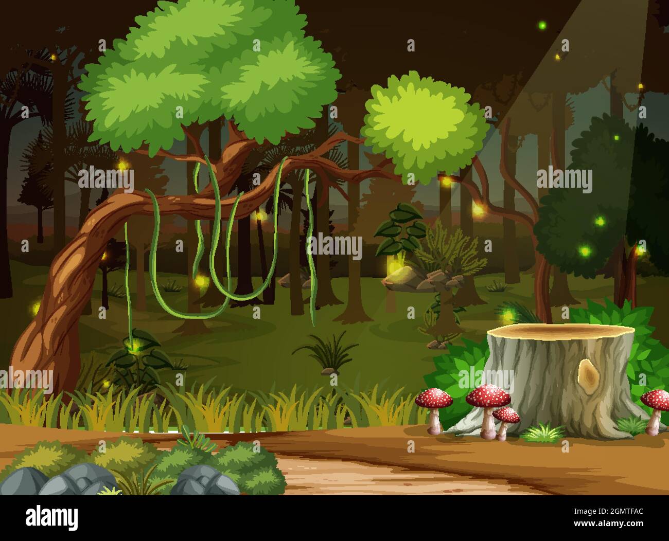 Enchanted forest landscape background illustration Stock Vector Image ...