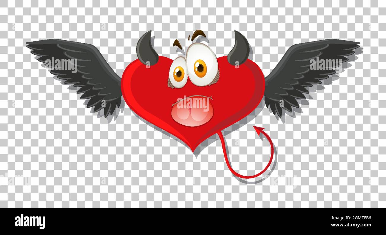 Heart shape devil with facial expression illustration Stock Vector ...