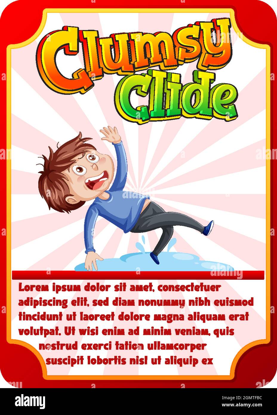 Character game card template with word Clumsy Clide illustration Stock ...