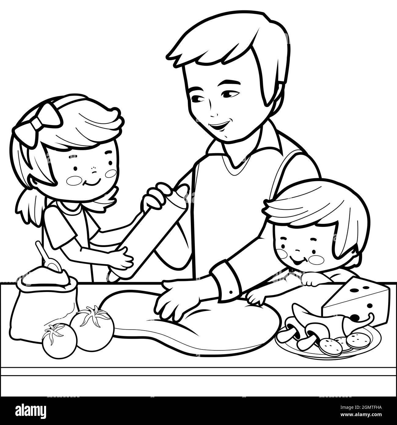 Girl boy fun table home Black and White Stock Photos & Images - Alamy