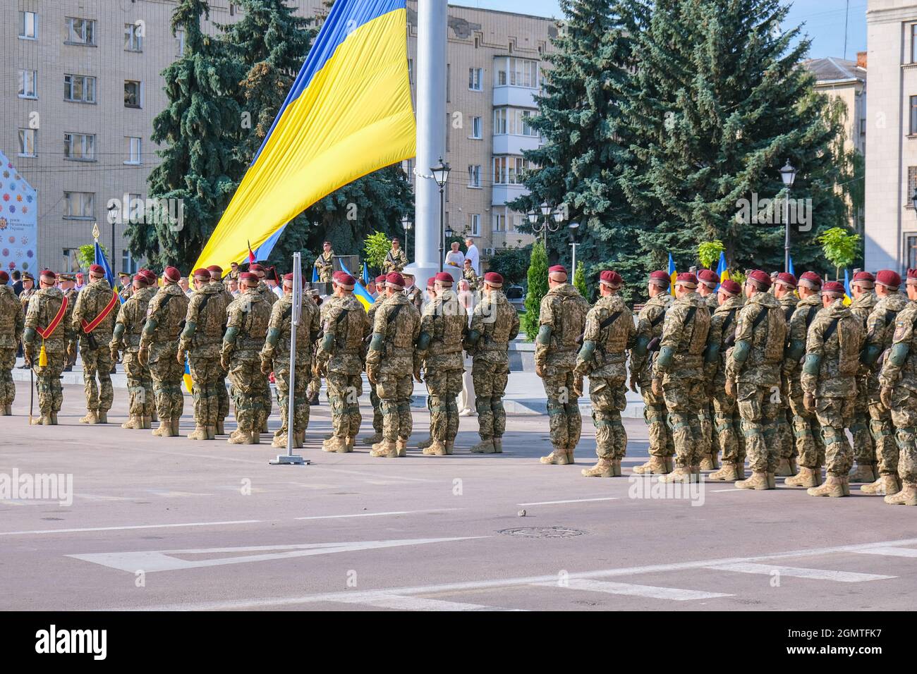 Kiev Ukraine July 2021 - military parade, rows of soldiers. Ukrainian ...