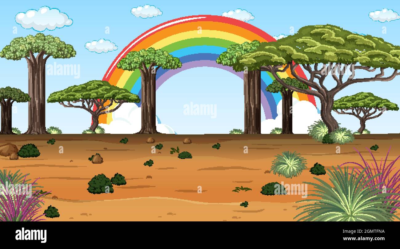 African Savanna forest landscape illustration Stock Vector Image & Art ...