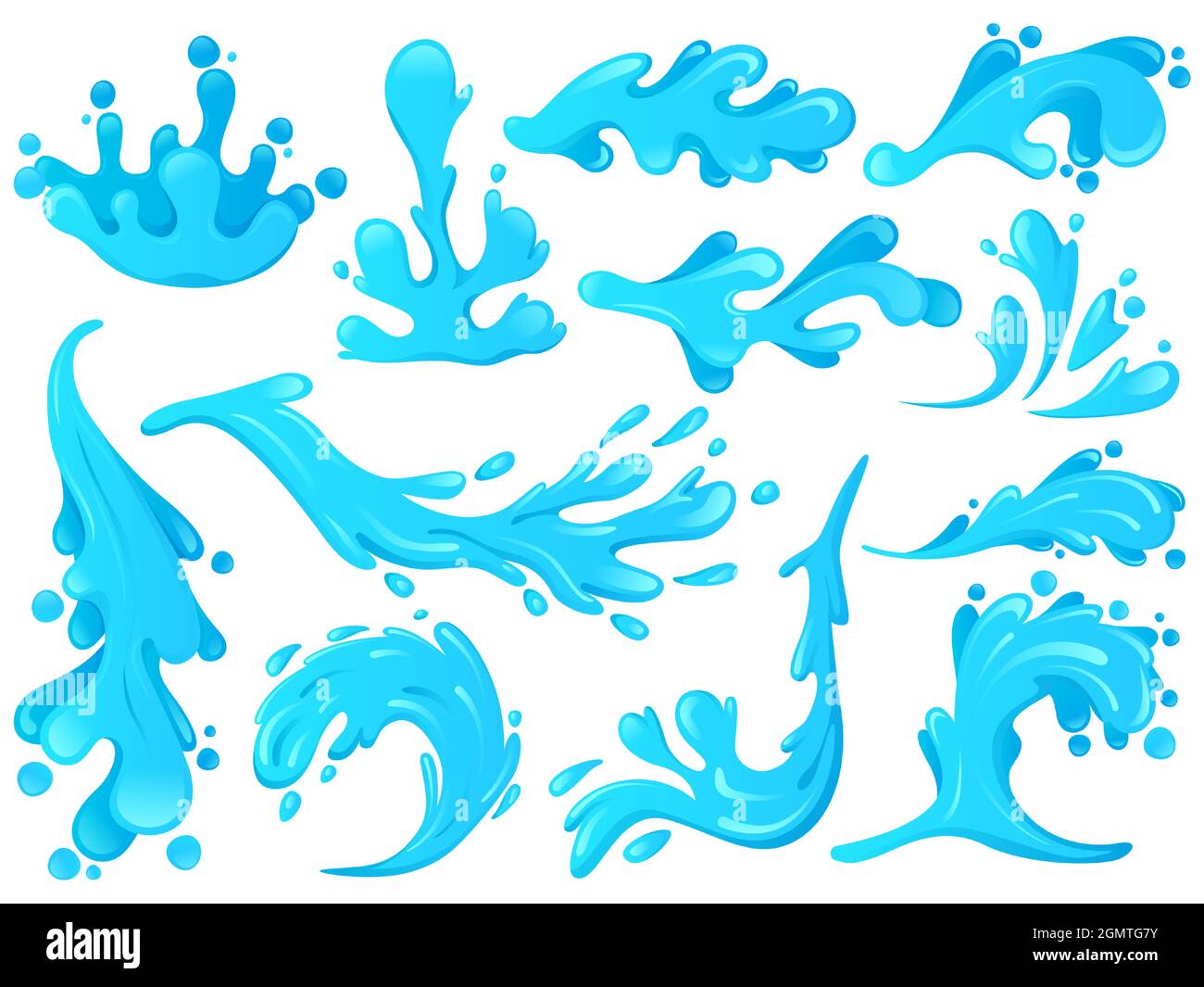 Ocean water waves, blue splash wavy swirls. Blue sea waves and splashes ...