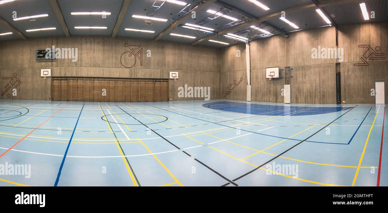 Modern sports hall panorama Stock Photo - Alamy