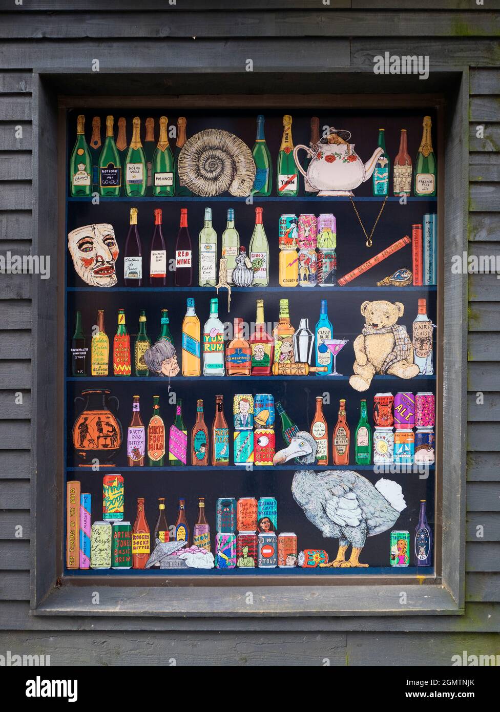 This delightful window mural in Oxford illustrates a range of amusing ...