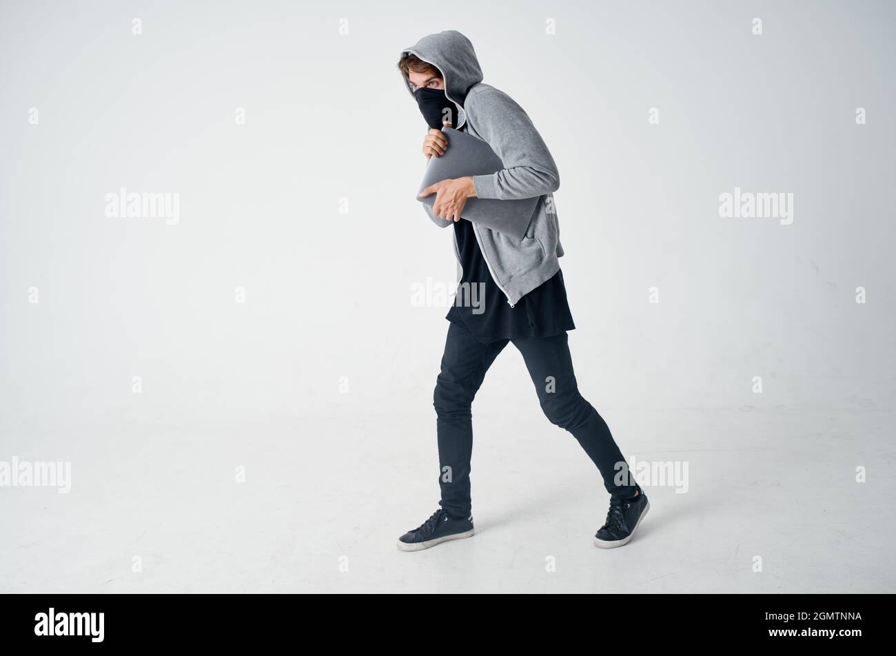 male thief stealth technique robbery safety hooligan isolated ...