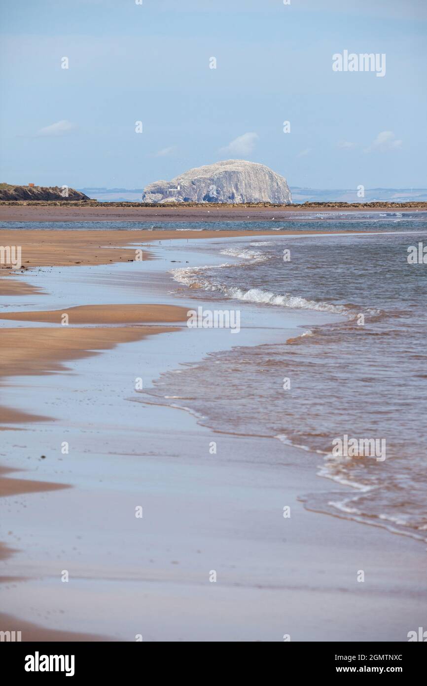 Belhaven bay near Dunbar with the Bass Rock in the distance , Scotland ...